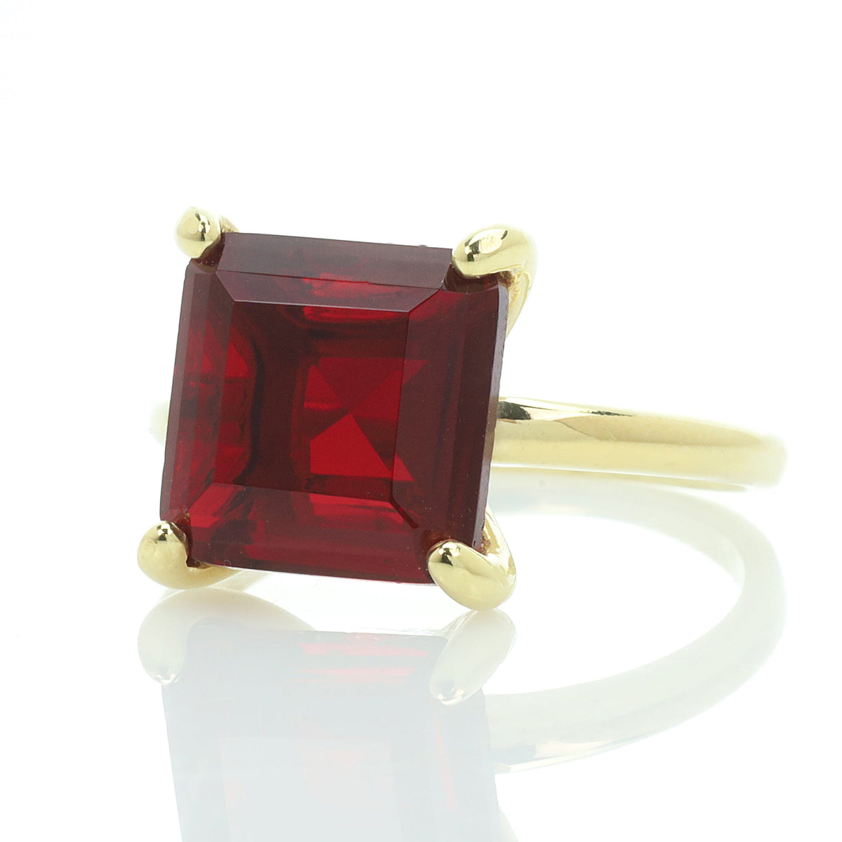 14k Yellow Gold Square Garnet Ring – Anemone Jewelry