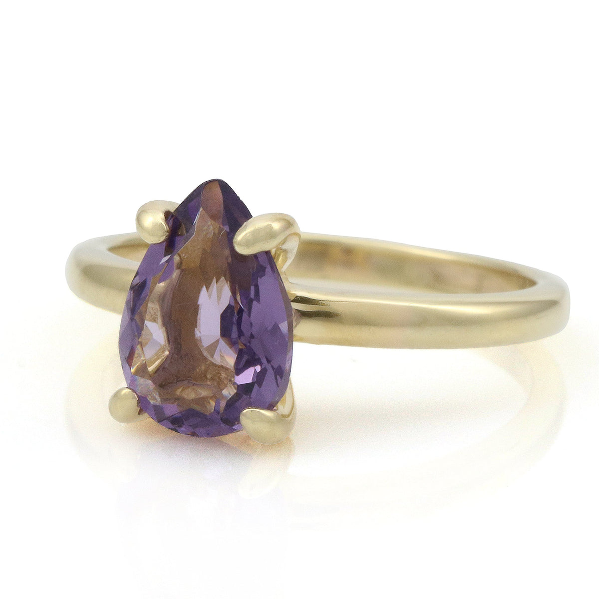 Pear-shaped Amethyst Ring in 14K Gold – Anemone Jewelry