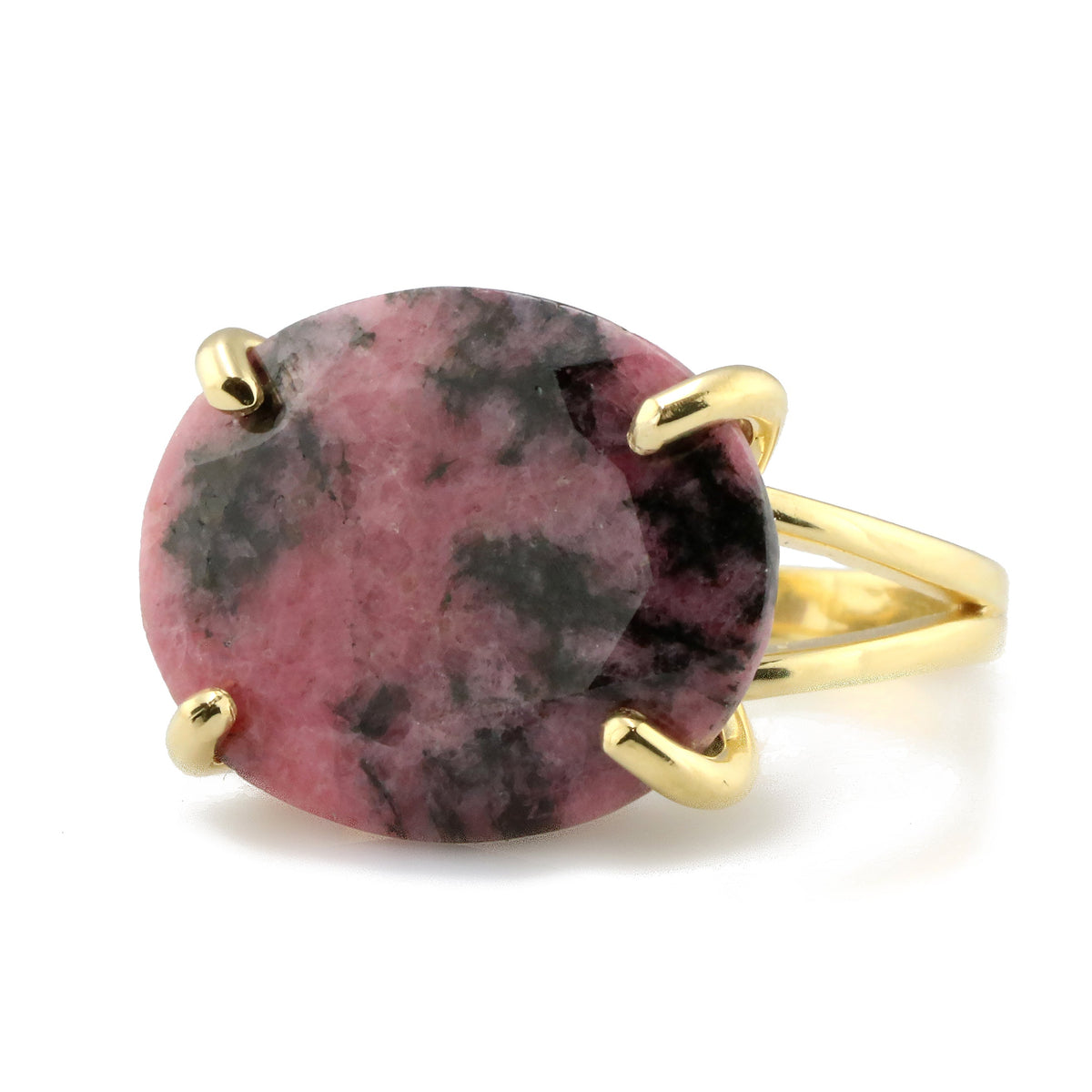Oval Rhodonite Gemstone Prong Set Gold Filled Ring – Anemone Jewelry