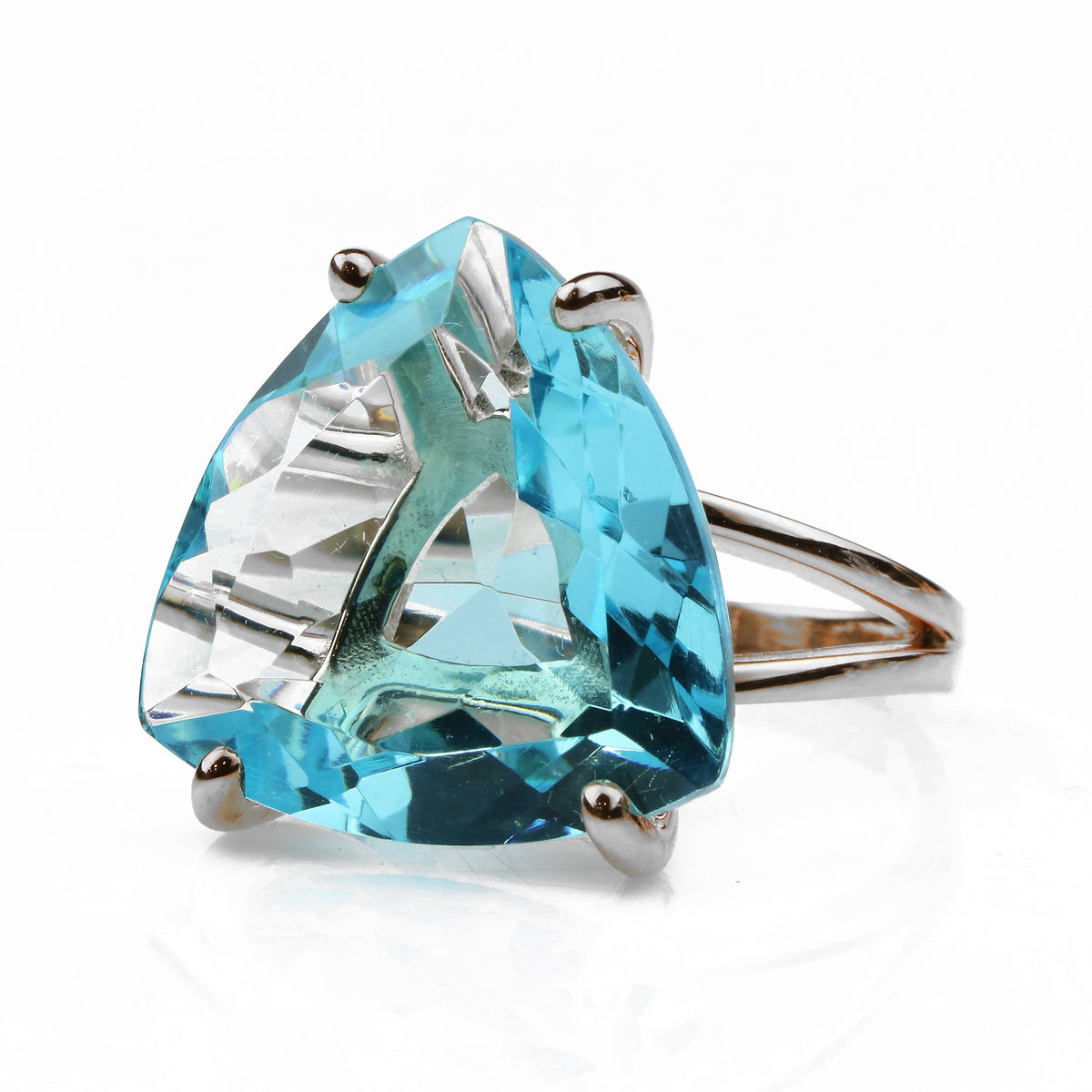 Triangle Blue Topaz Ring in Rhodium Over Silver – Anemone Jewelry
